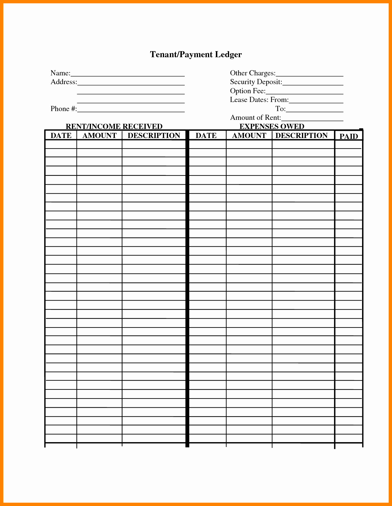50 Rental Property Ledger Template Culturatti Free Printable Rent 