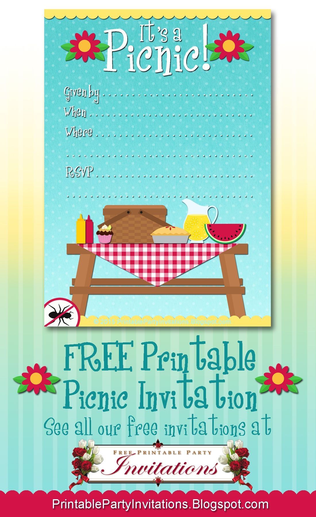 Free Printable Picnic Invitation Party Printables Picnic Free 