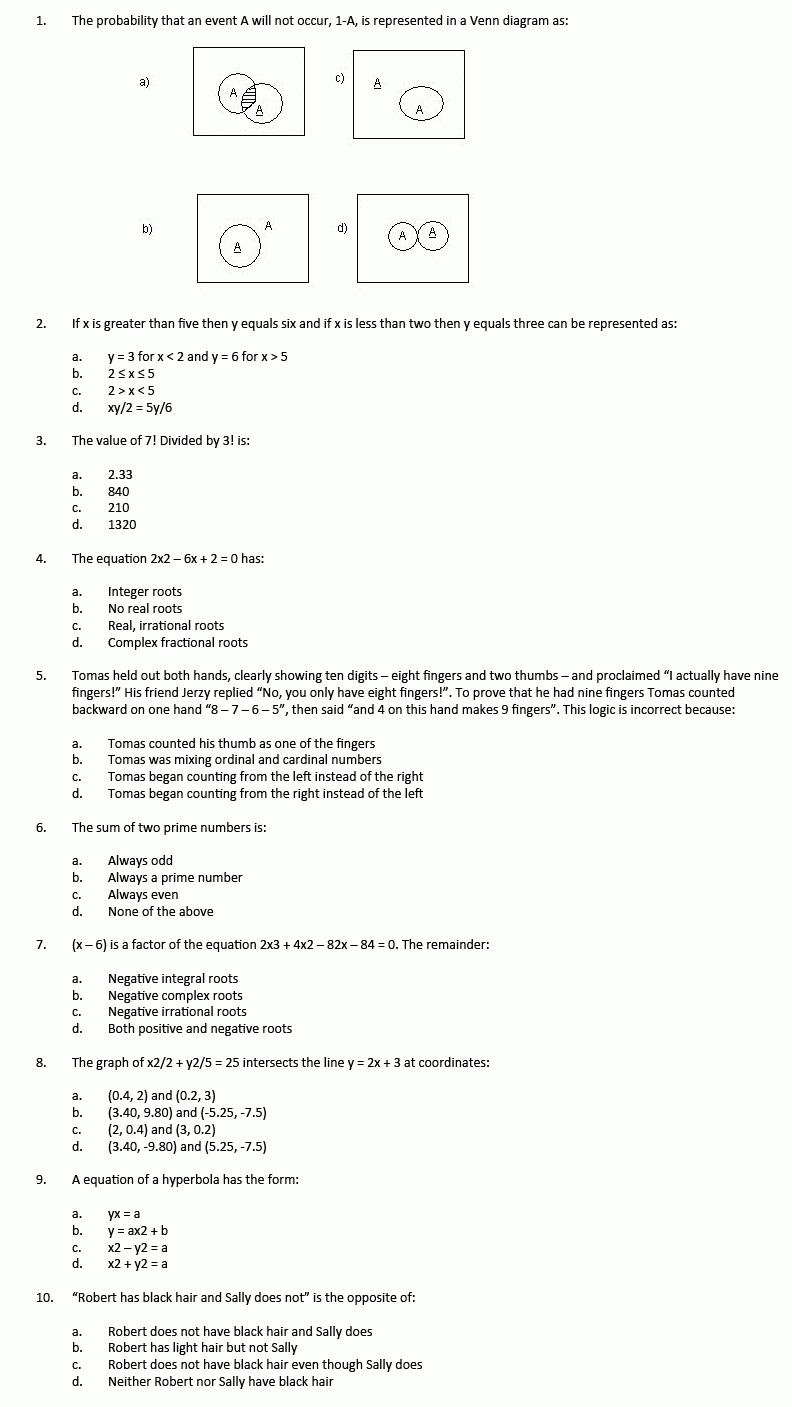 Free Printable Asvab Math Practice Test Free Printable A To Z