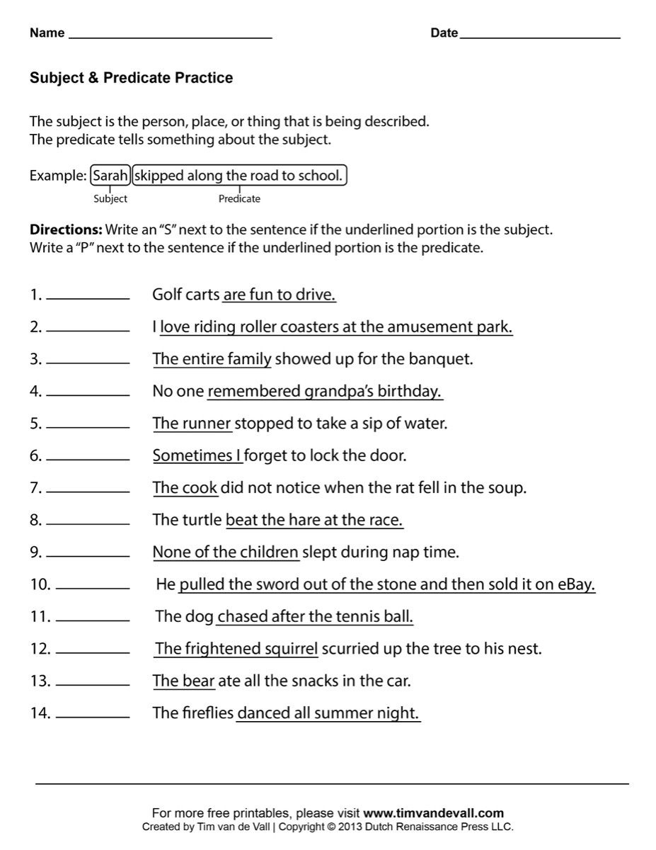 1st Grade Language Arts Worksheets Grammar