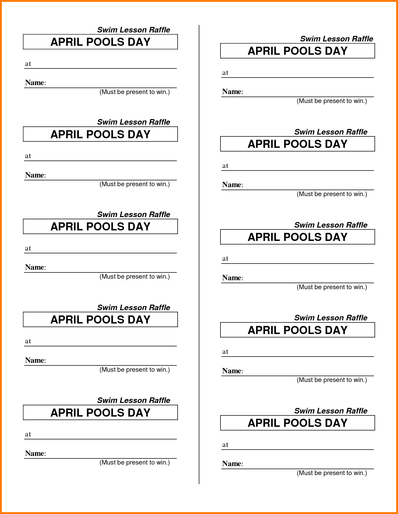 Printable Numbered Raffle Tickets Pdf Printable Templates
