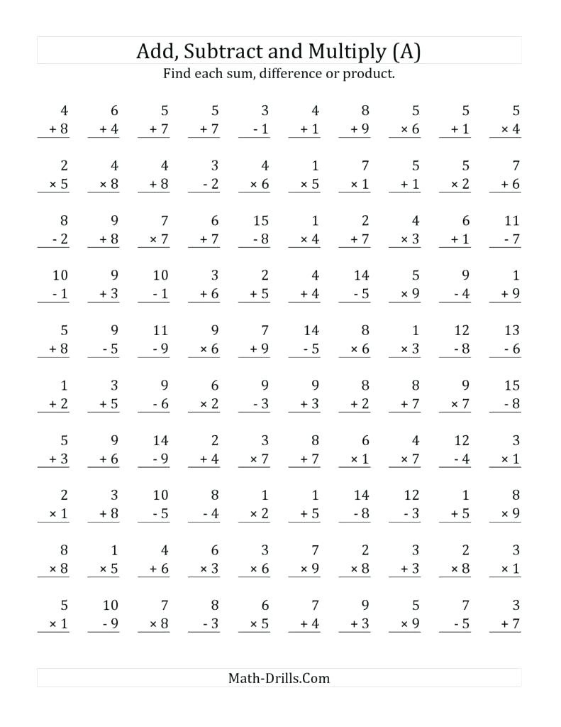 Multiplication Timed Test Printable Printable World Holiday