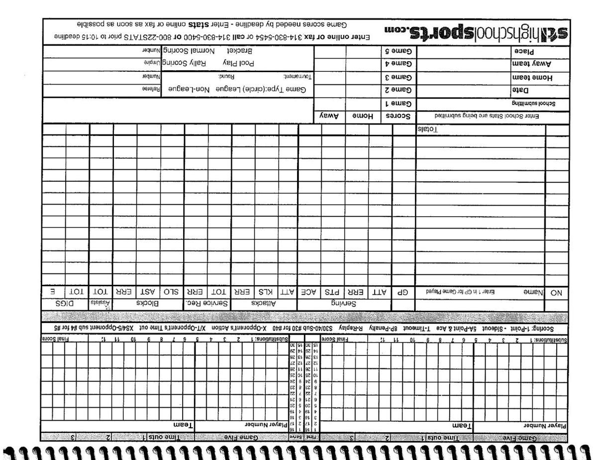 Volleyball Printable Stat Sheets Printable Blank World