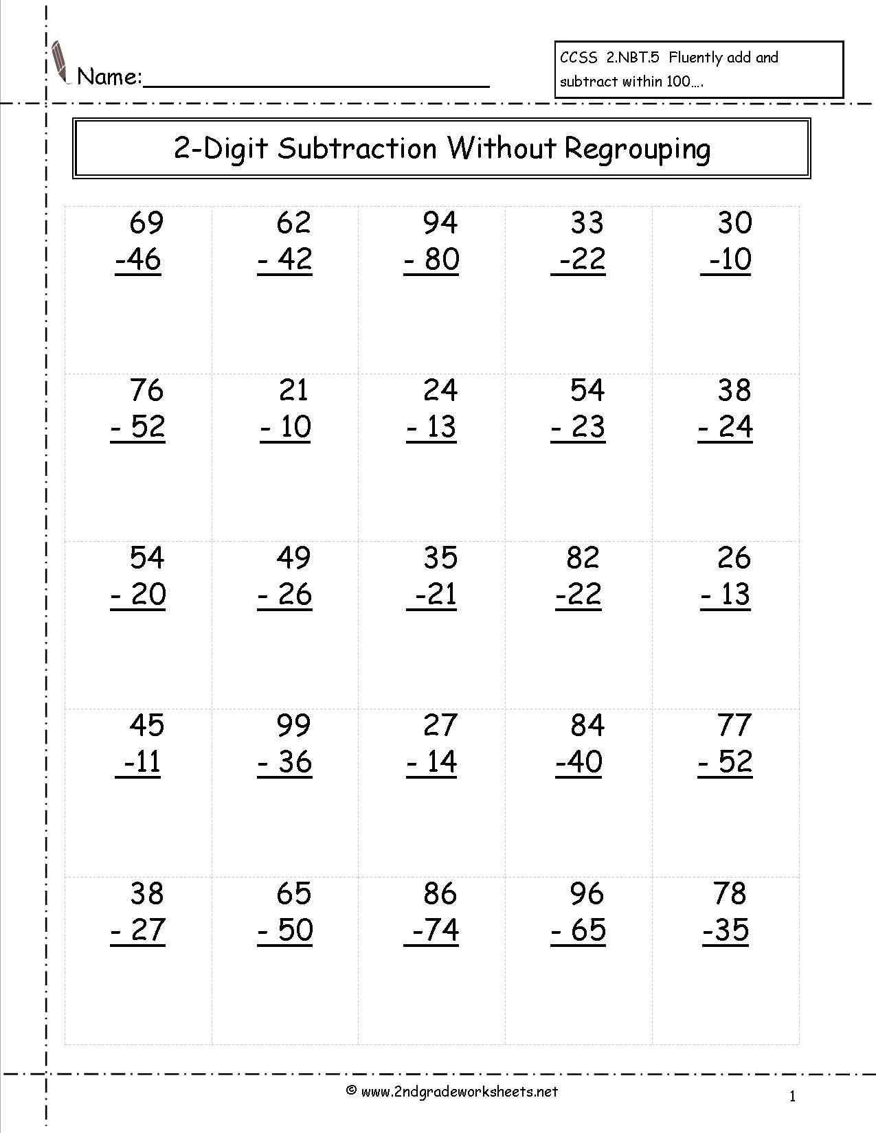 Free Printable Double Digit Addition And Subtraction Worksheets Free 
