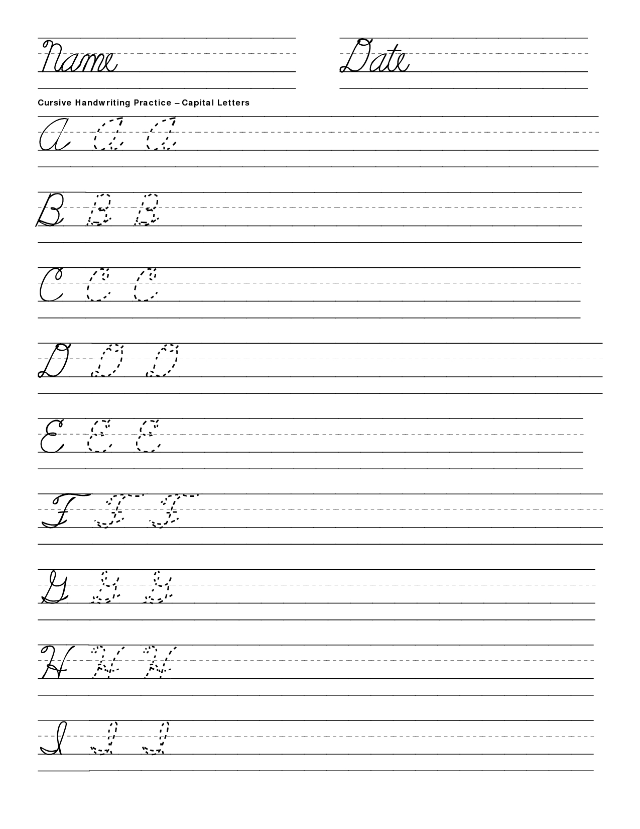 Easy Cursive Writing Worksheet Printable Handwriting Cursive Free 