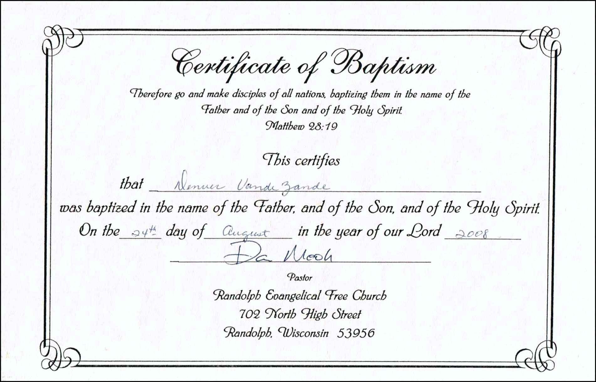 Free Printable Certificate Of Baptism Customize And Print