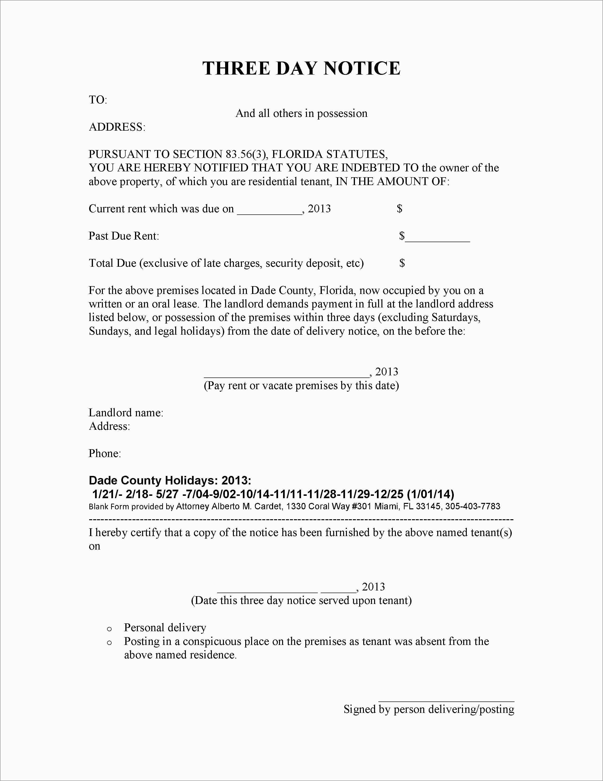 Free Printable 3 Day Eviction Notice Free Printable A To Z