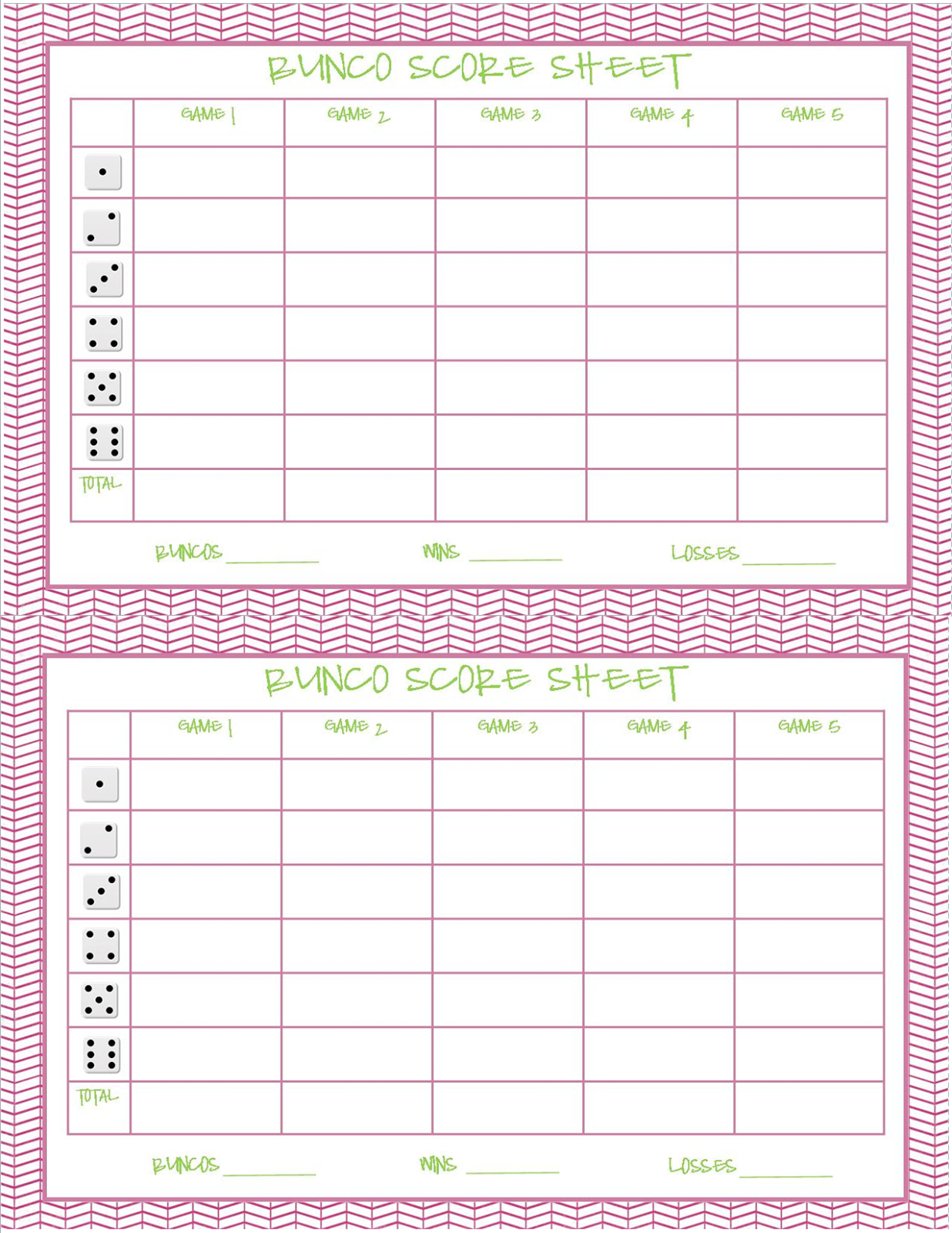 Printable Bunco Score Sheets Customize And Print