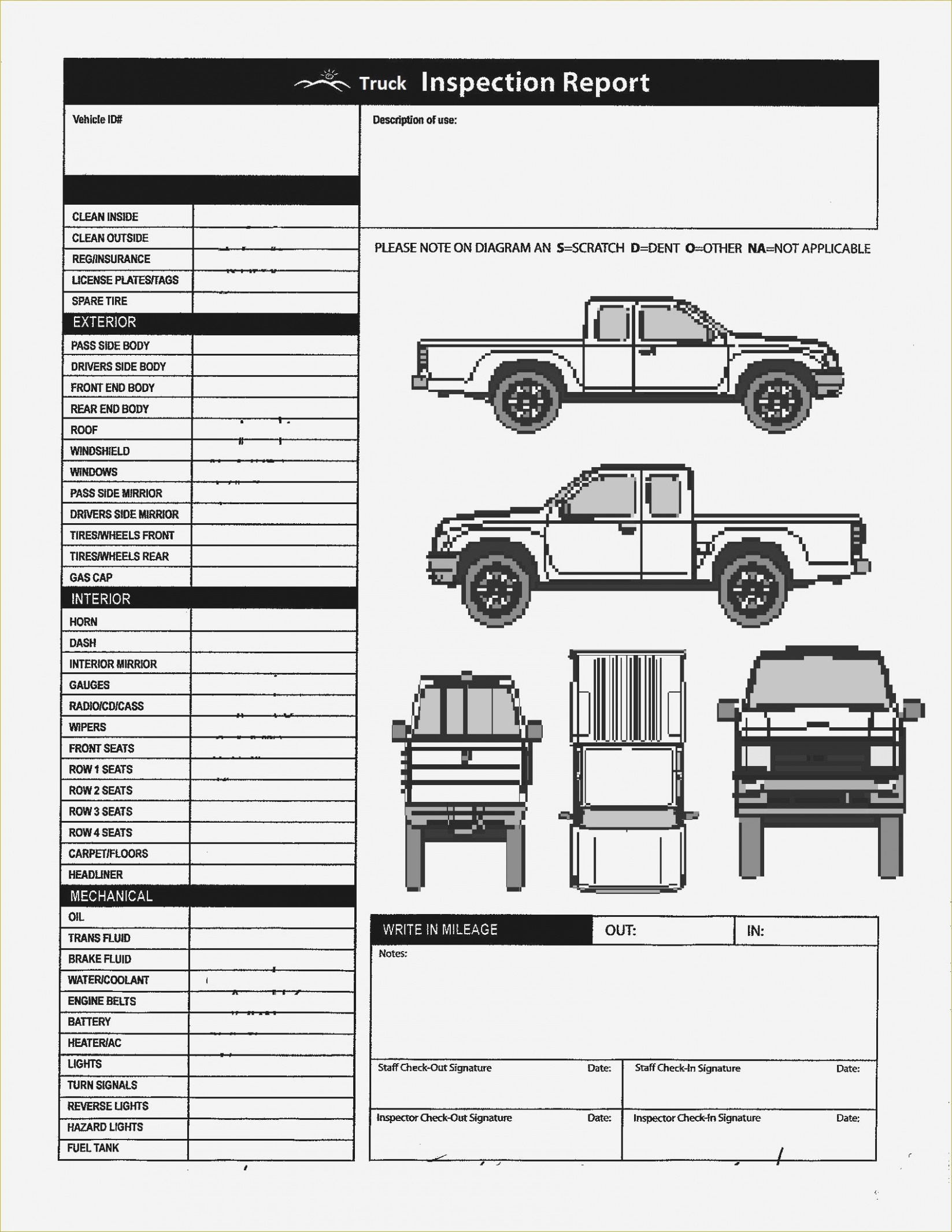 Free Printable Vehicle Inspection Form Free Printable A To Z