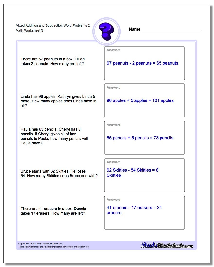 Free Printable Mixed Addition And Subtraction Worksheets Free
