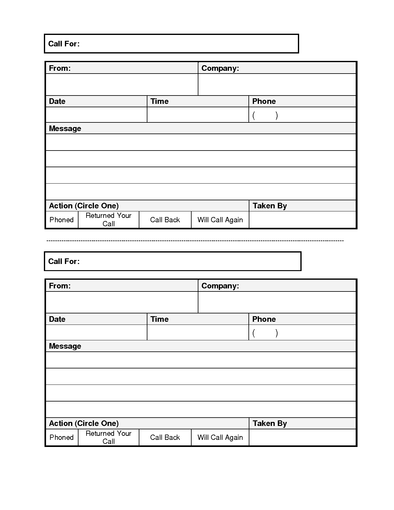 Free Printable Phone Message Template Free Printable A To Z