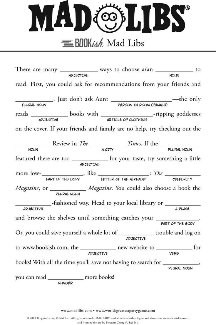 Free Printable Mad Libs For 2nd Graders