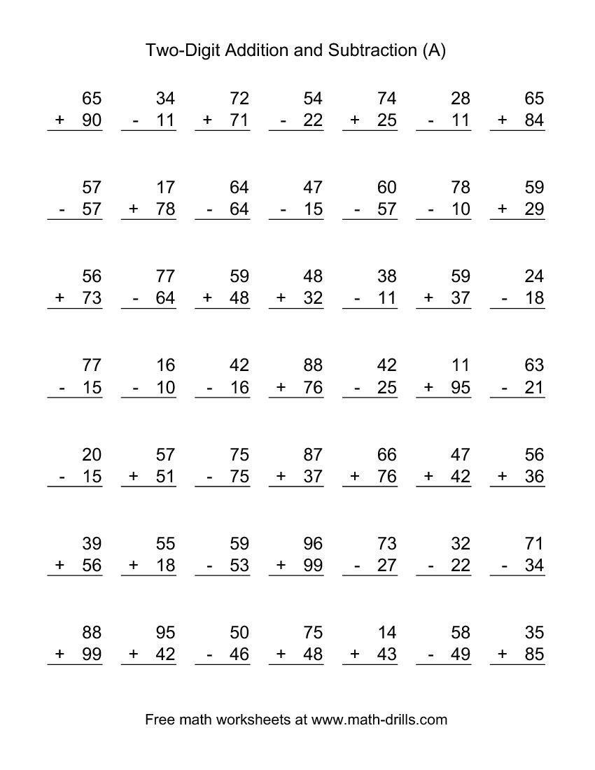 Free Printable Math Worksheets Addition And Subtraction Free